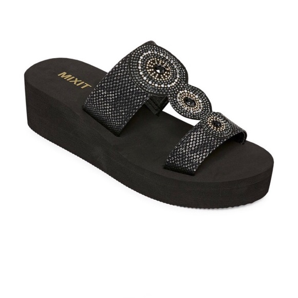 Mixit | Shoes | Womens Mixit Python Strap Wedge Flipflops Sandal | Poshmark